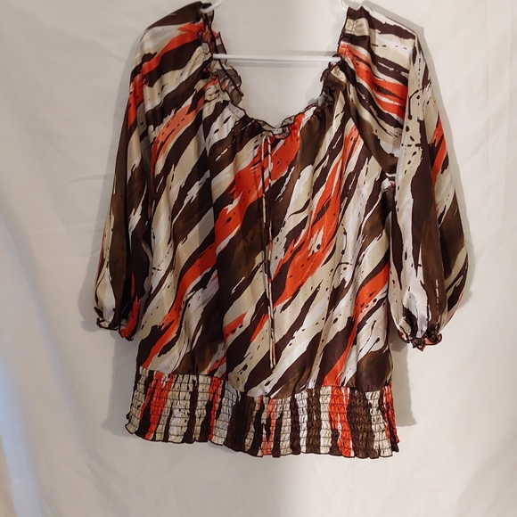 Cato | Tops | Cato Multi Colored Shiny Blouse With Ruffles | Poshmark